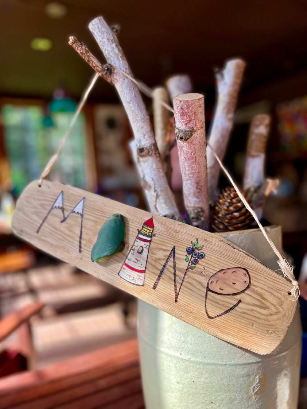 19th-Century Maine Driftwood Sign - Riverbed Art